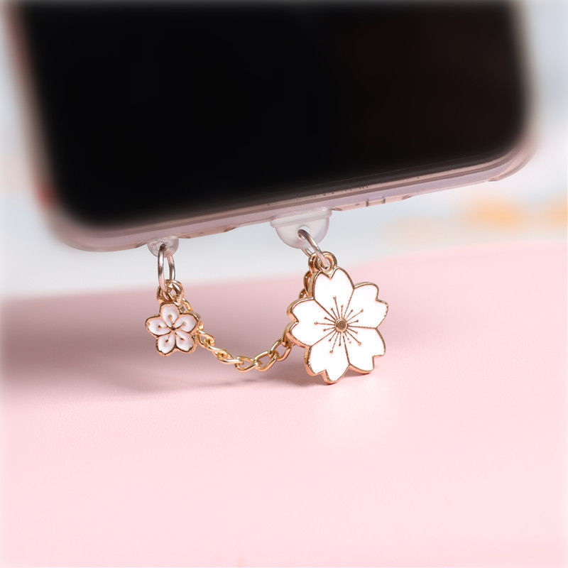 Mobile Phone Anti-dust Plug diy Cute Retro Time Cherry Blossom Couple ...