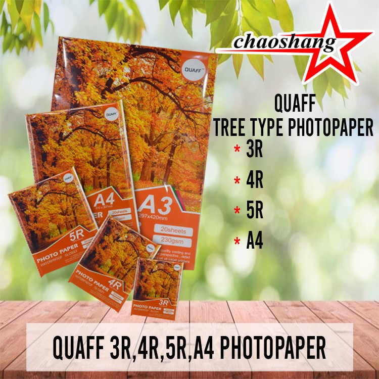 Quaff Tree Type Glossy Photo Paper A4 5r 4r 3r Size 180gsm & 230gsm 20 ...