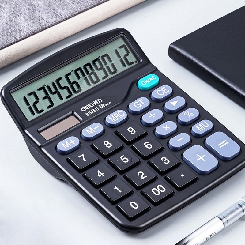 Deli Portable Electronic Calculator Dual Power Solar Basic Desktop ...