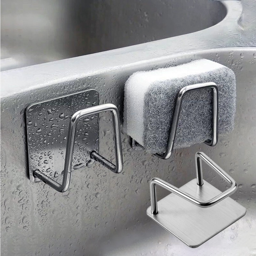 HHG Kitchen Stainless Steel Sink Sponges Holder Self Adhesive Drain Drying Rack HL | Shopee ...