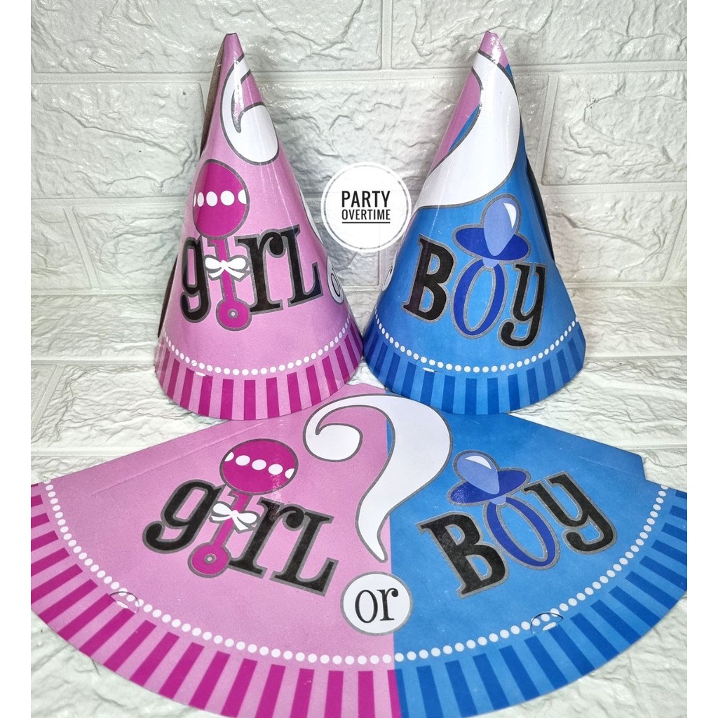 12 pcs Cone Party Hat Small 20cm Girl or ? Boy Party Decor Gender ...