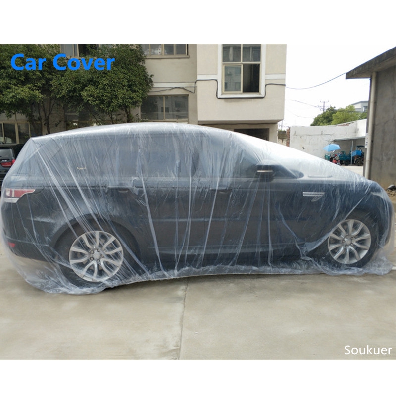 1Pcs Disposable Car Cover Waterproof Transparent Plastic Dustproof ...