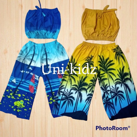 4pcs Hawaiian Inspired Terno Boho Square pants for Girl Kids Beach ...