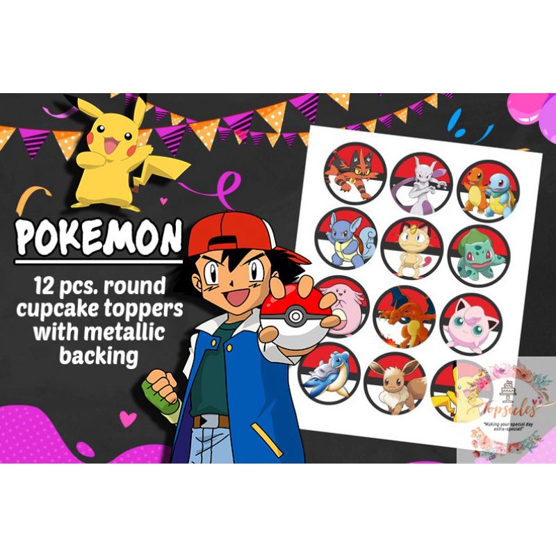 Pokemon 12 pcs. Round Cupcake Toppers (READY STOCK) | Shopee Philippines