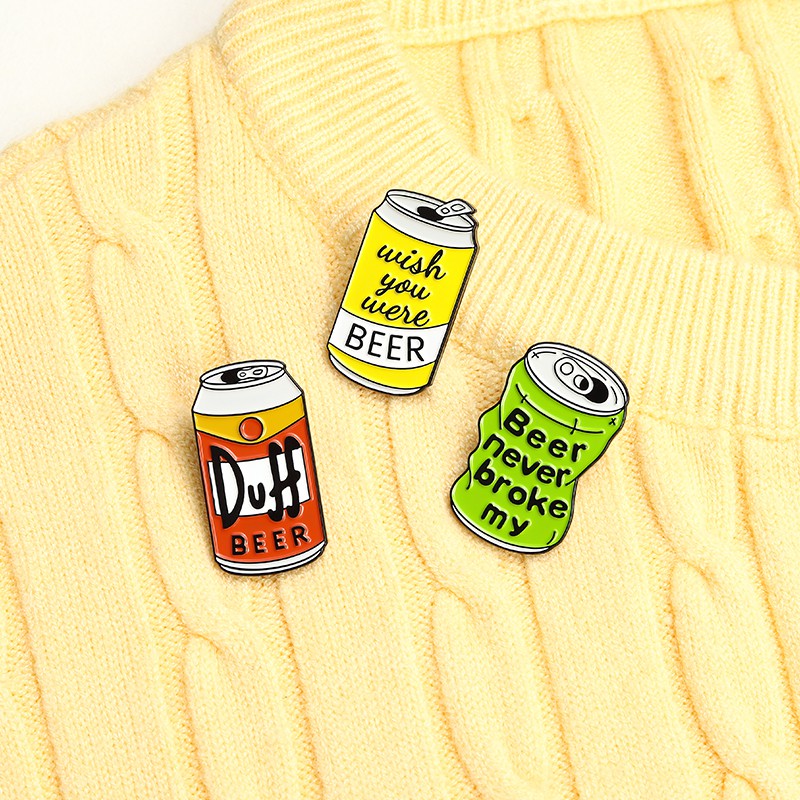 Funny Beer Enamel Brooch Pin Duff Beer Simpsons Badge Cerveza Jewelry ...