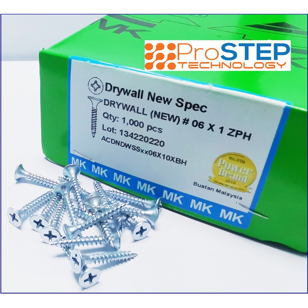 MK DRYWALL SCREW 06 - DIA: 3.5MM X 1" LENGTH WITH ZPH COATING (1 BOX ...
