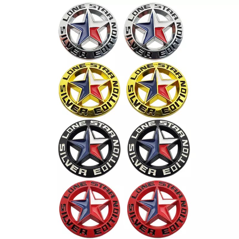 1Pair 3D Chrome Metal Sticker SILVER EDITION LONE STAR Badge Emblem ...