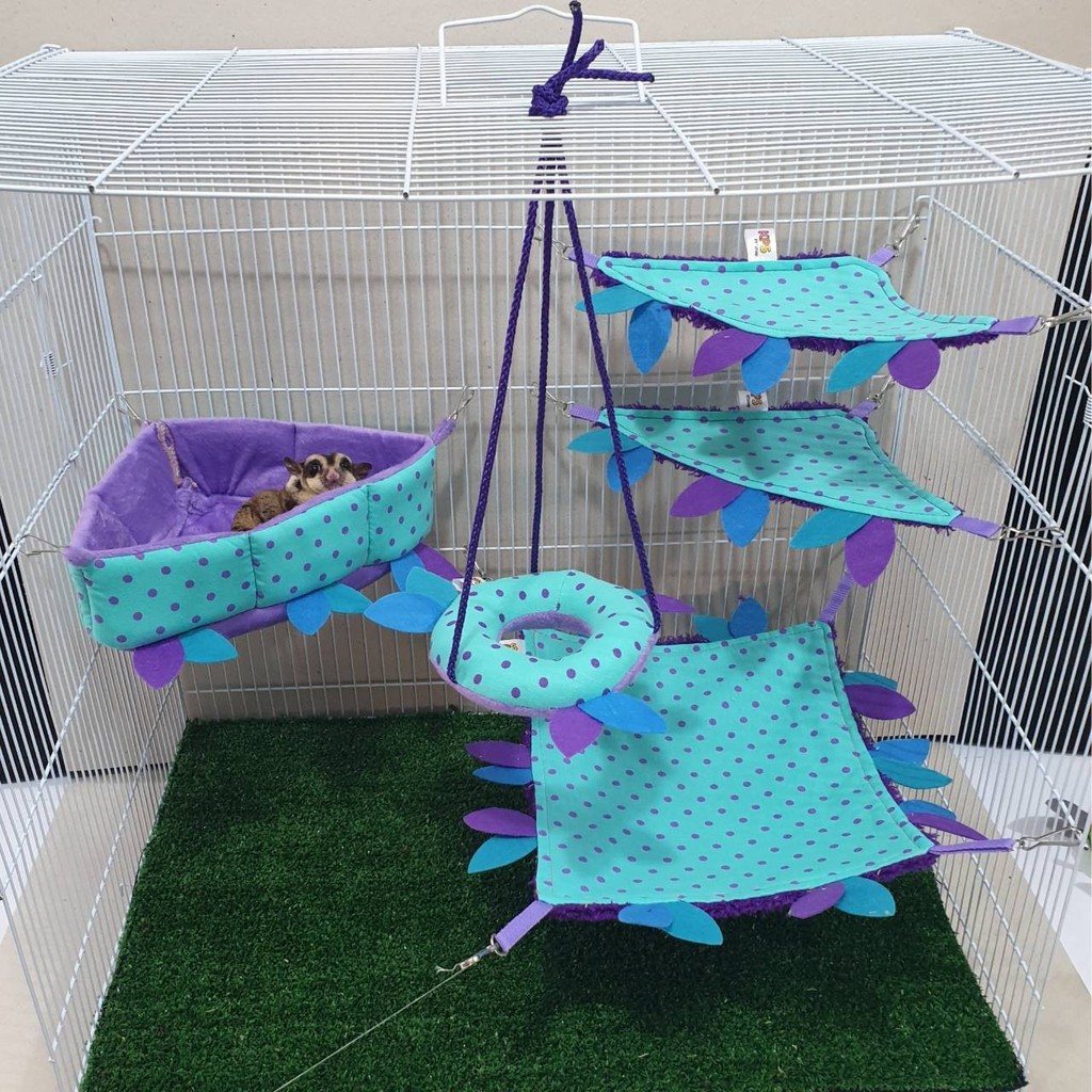 Pet Bed Blue Polka Dot Triangular Cushion Set 5-Piece For Small Animals ...