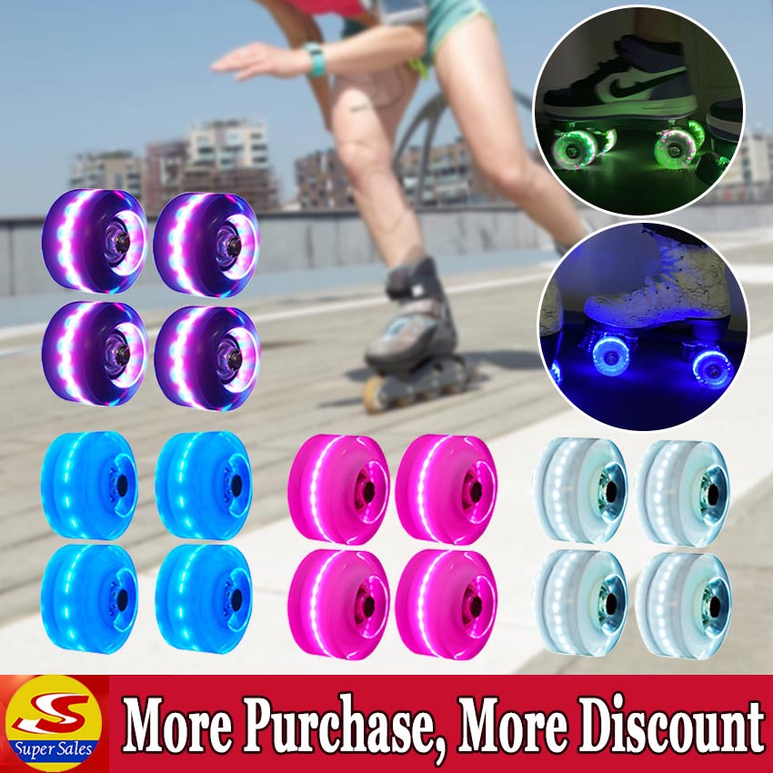 【SuperSales】4PCS Luminous Light Up Roller Skate Wheels with Bearings ...