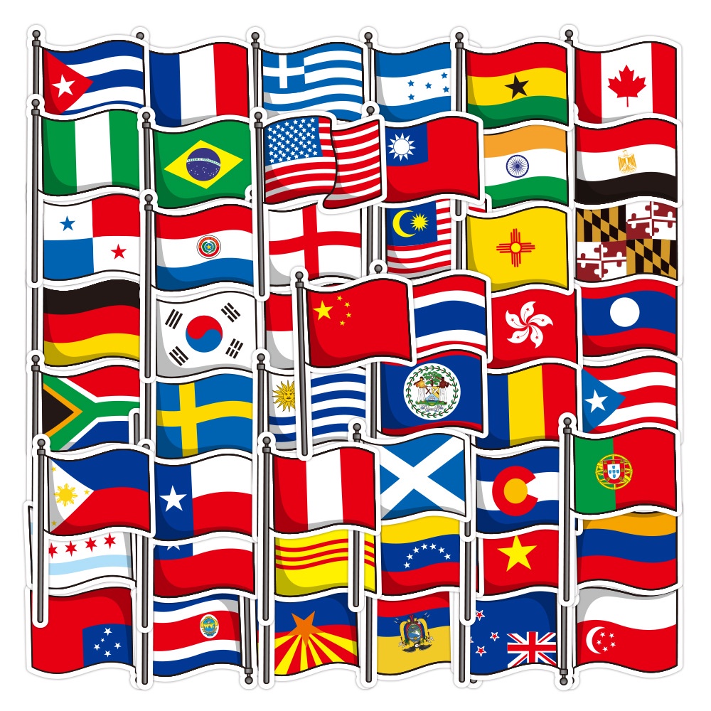 105Pcs World National Flag Stickers for Laptop Computer, Travel Sticker ...