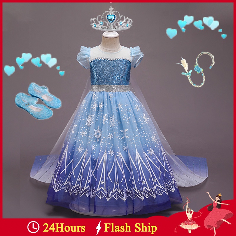 Princess Dresses Frozen 2 Girls Fancy Anna Elsa Costume Birthday Party ...