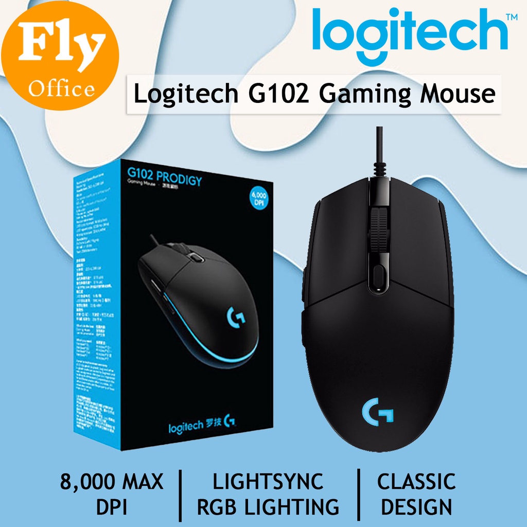 Logitech G102 Lightsync RGB Wired USB Gaming Mouse 8,000 Max DPI RGB Lighting (Black/White ...