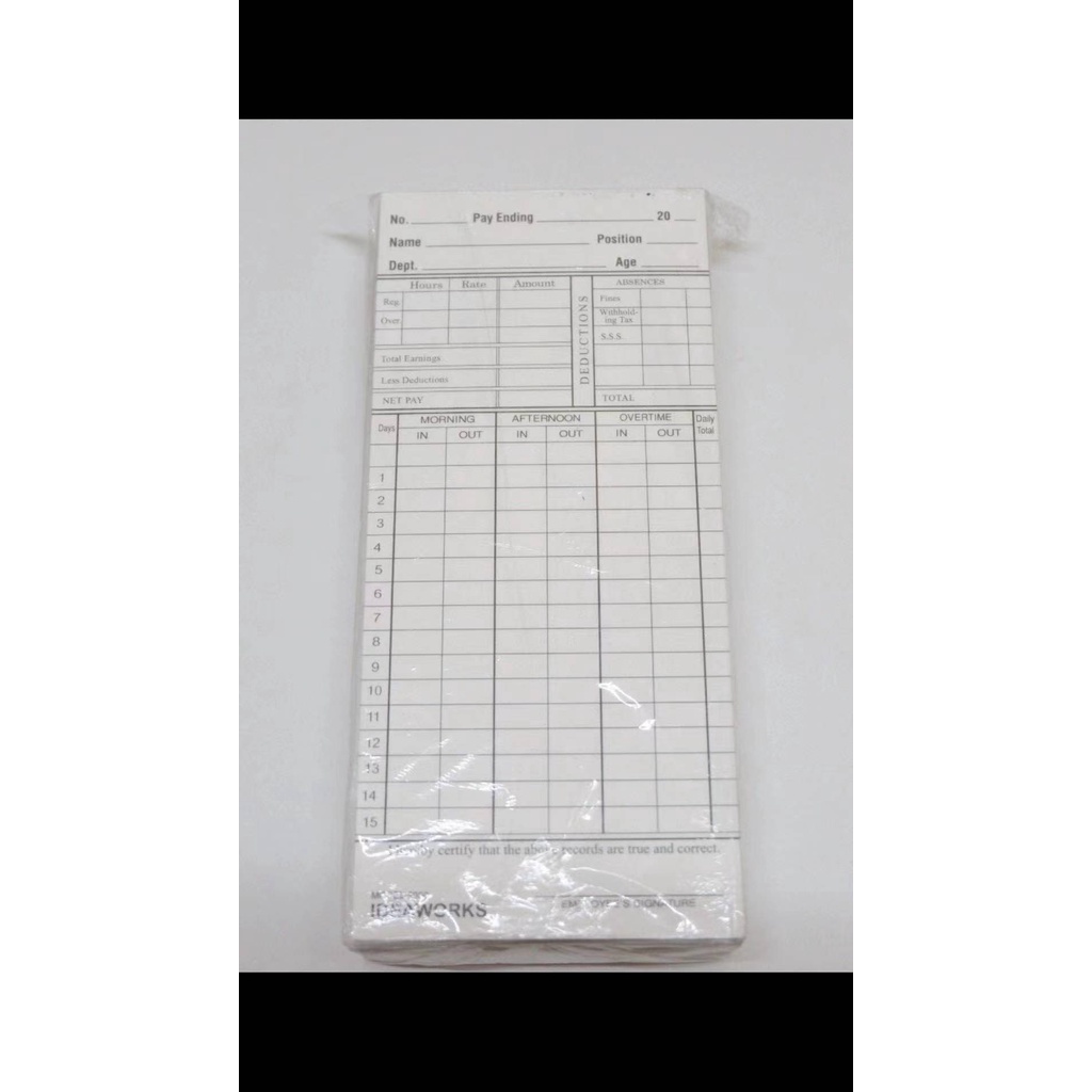 TIME CARD/ DTR PER PACK | Shopee Philippines