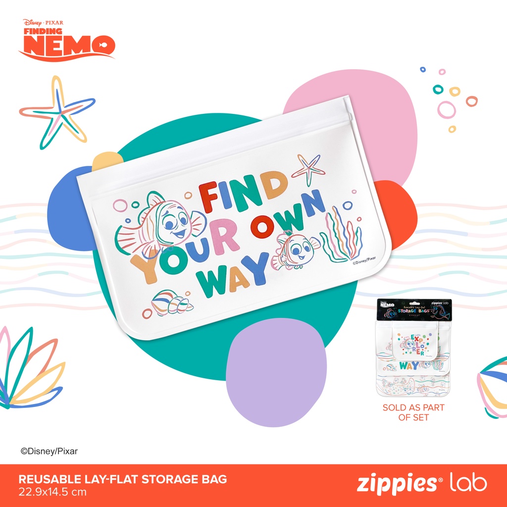 Zippies Lab Disney Pixar Finding Nemo Reusable Layflat Storage Bags ...