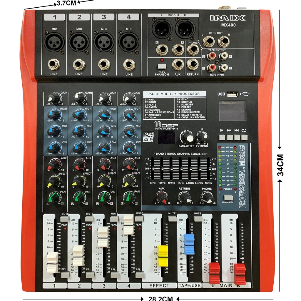 AUDIO MIXER WITH USB EQUALIZER DIGITAL DISPLAY W/MUTE FUNCTION 16DSP ...