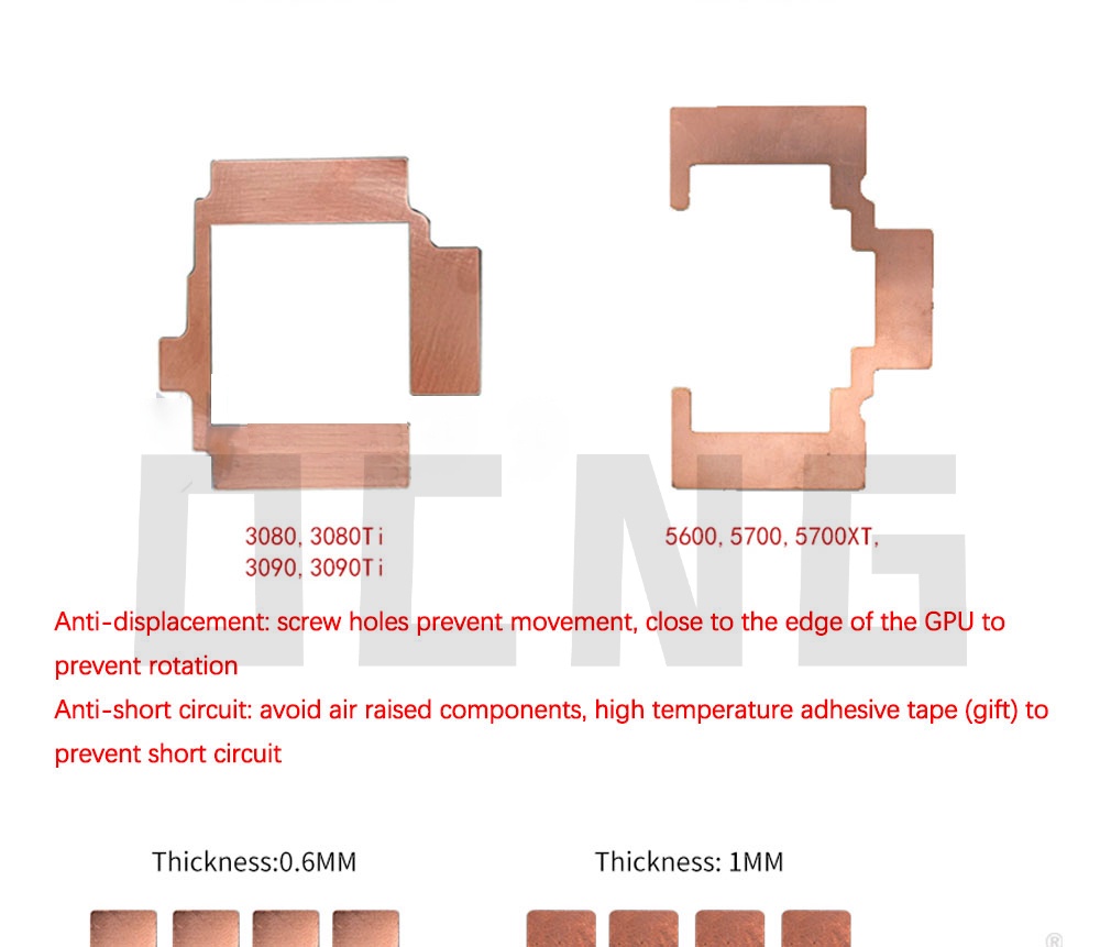 GPU RAM Copper Heat Sink For Radiator Memory Miner RTX 3090 3080 3070 ...