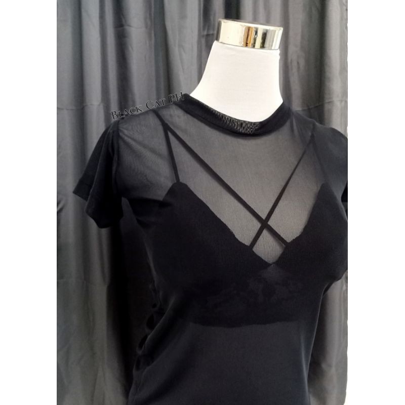 Trendy Plain Mesh Top (freesize - semi XL) | Shopee Philippines
