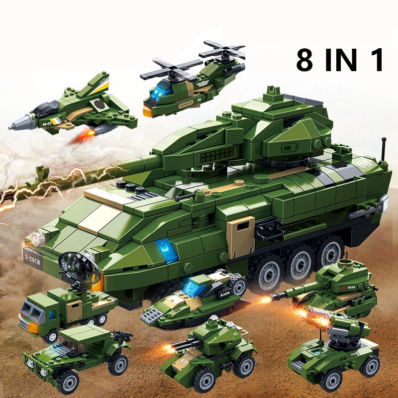 655pcs/set 8 In 1 Military Series Tank Building Blocks Kids Boys ...