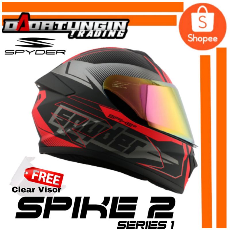 SPYDER Spike 2 Series 1 Single Visor Helmet + Free Extra Clear Visor ...