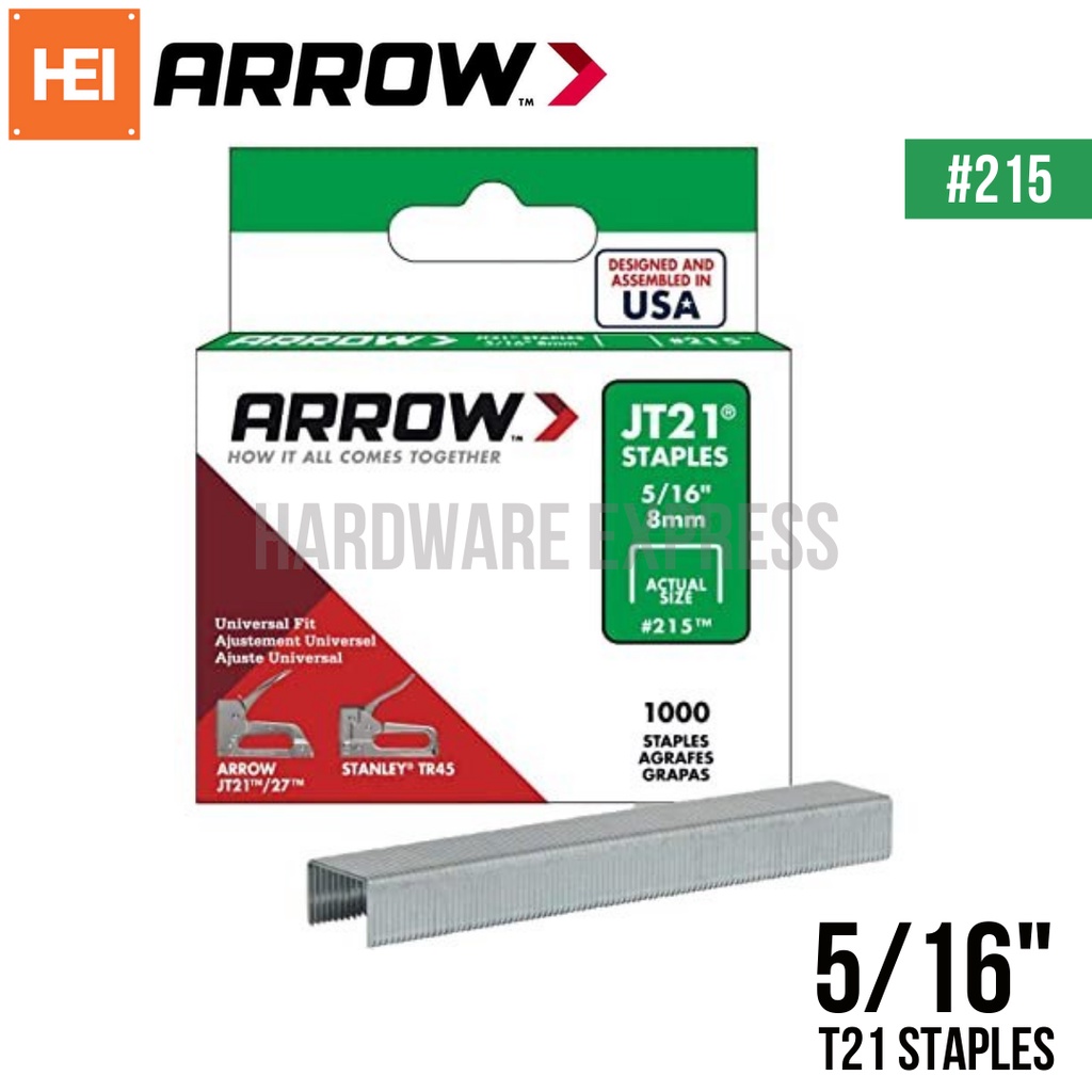 Arrow JT21 Staples (Staple Wire) 5/16" or 8mm (#215) 1/4" or 6mm (#214 ...