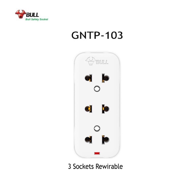 UD BULL Surface 3-Gang Convenience Outlet 10A 250V GNTP-103 3 Sockets Rewireable Convenient ...
