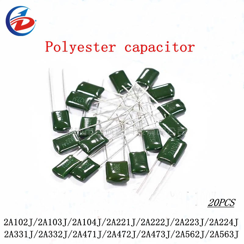 20PCS polyester capacitor 2A102J 2A103J 2A104J 2A221J 2A222J 2A223J ...