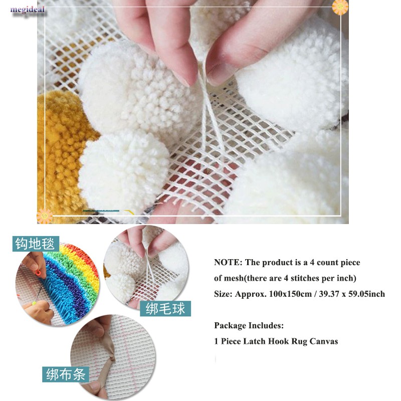 1 Meter 60'' Wide Rug Hooking Mesh Canvas for Latch Hooking Carpet ...