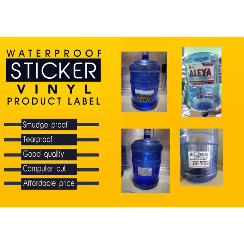 ROUND GALLON WATERPROOF VINYL STICKER (6x4 inch/7x4 inch) 100's/set ...