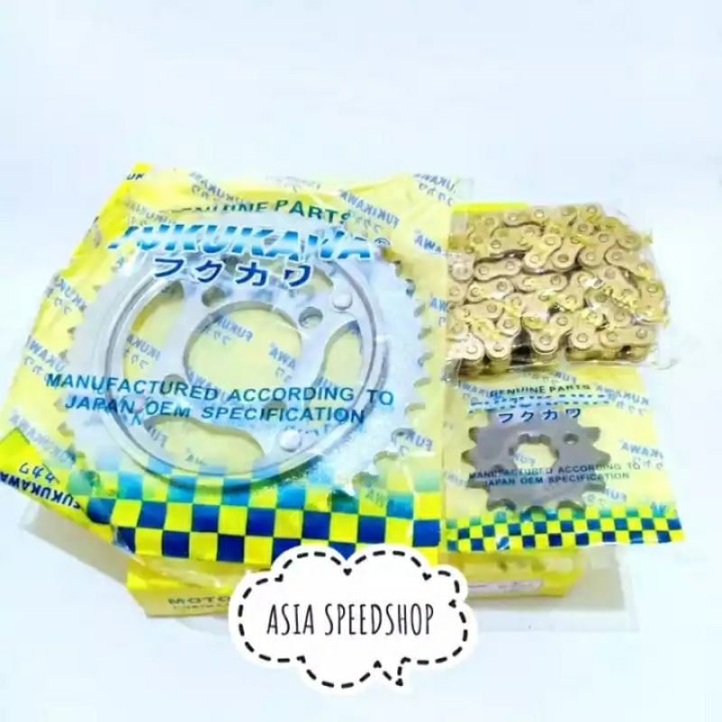 Gear Set CS1 Gear Set Gear Package Chain Black & Gold Original FUKUKAWA ...