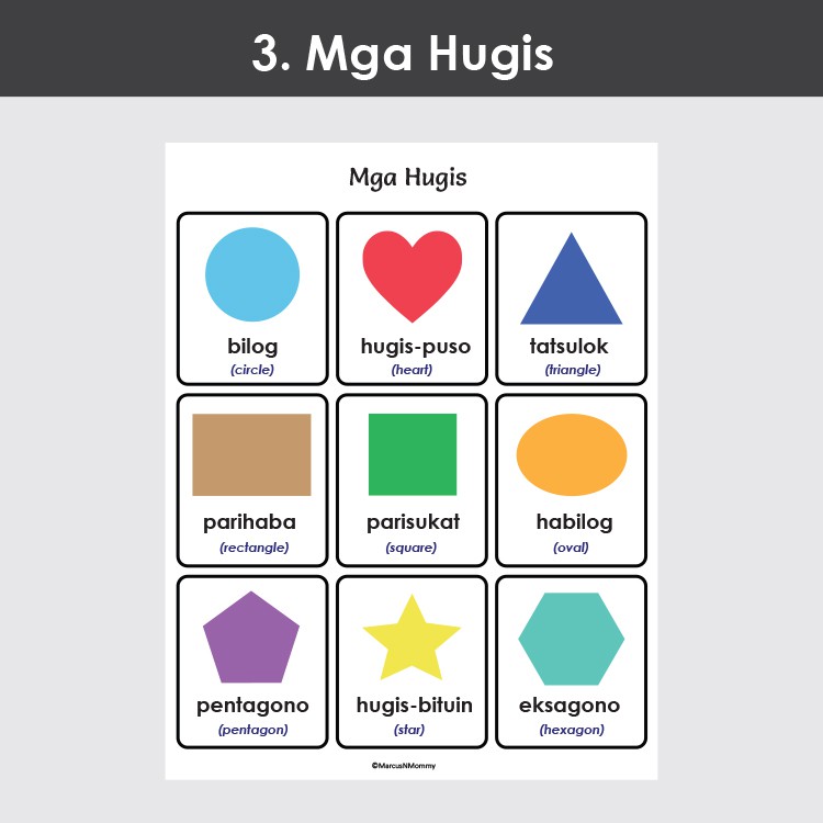 Filipino/Tagalog Charts (Alphabet, Numbers, Colors, Shapes) - Laminated ...