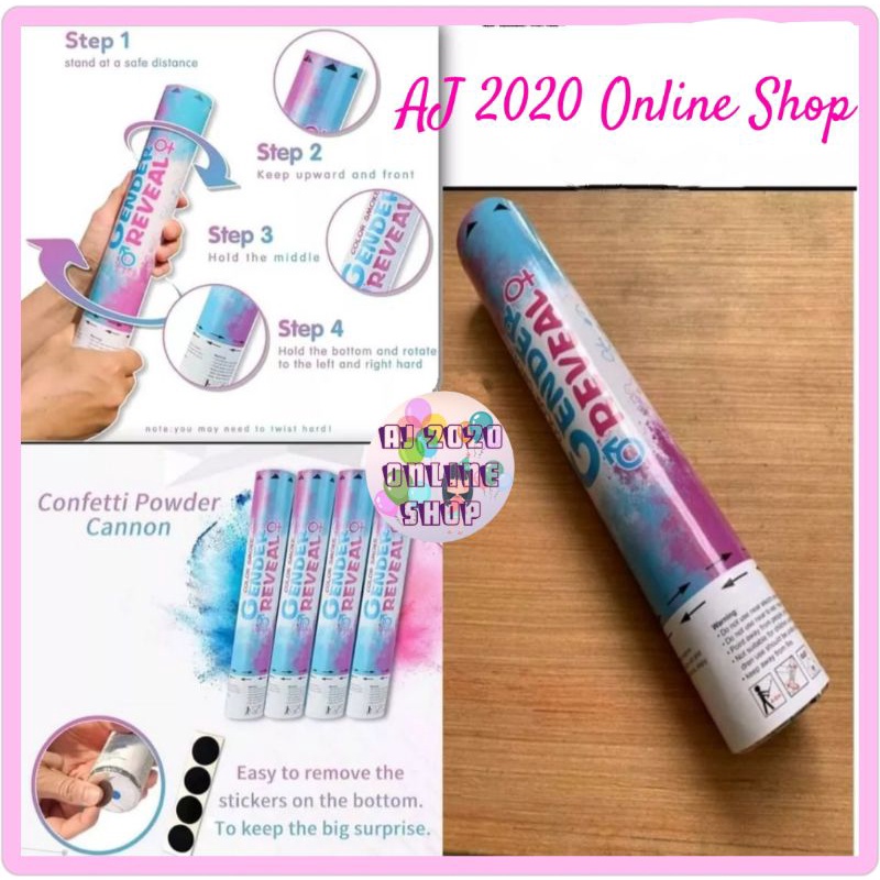 1piece Gender Reveal Party Popper With Smoke and Confetti (30CM ...