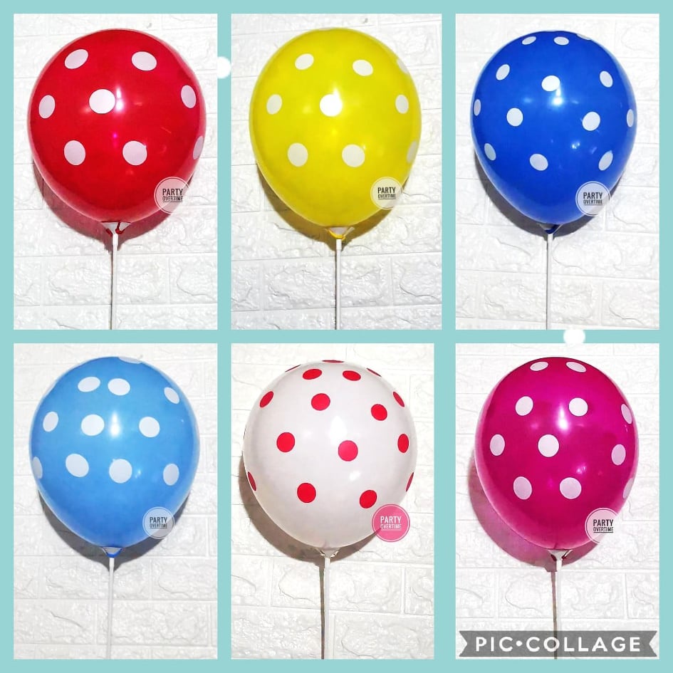 25pcs/ 100pcs Full Print 5 sides Polka Dots Size 12 Rubber Latex ...