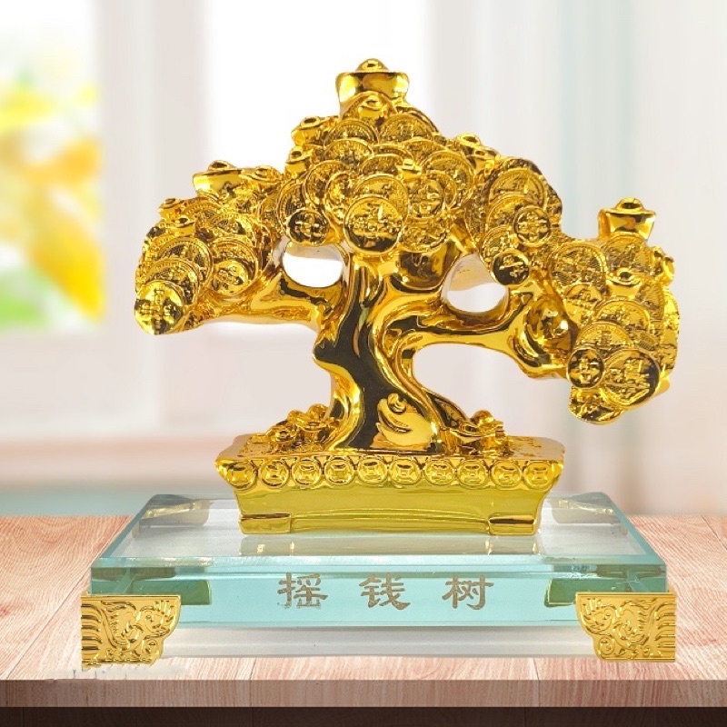 Feng Shui Gold Tree Statue Golden Money Coin Tree of Wealth And ...