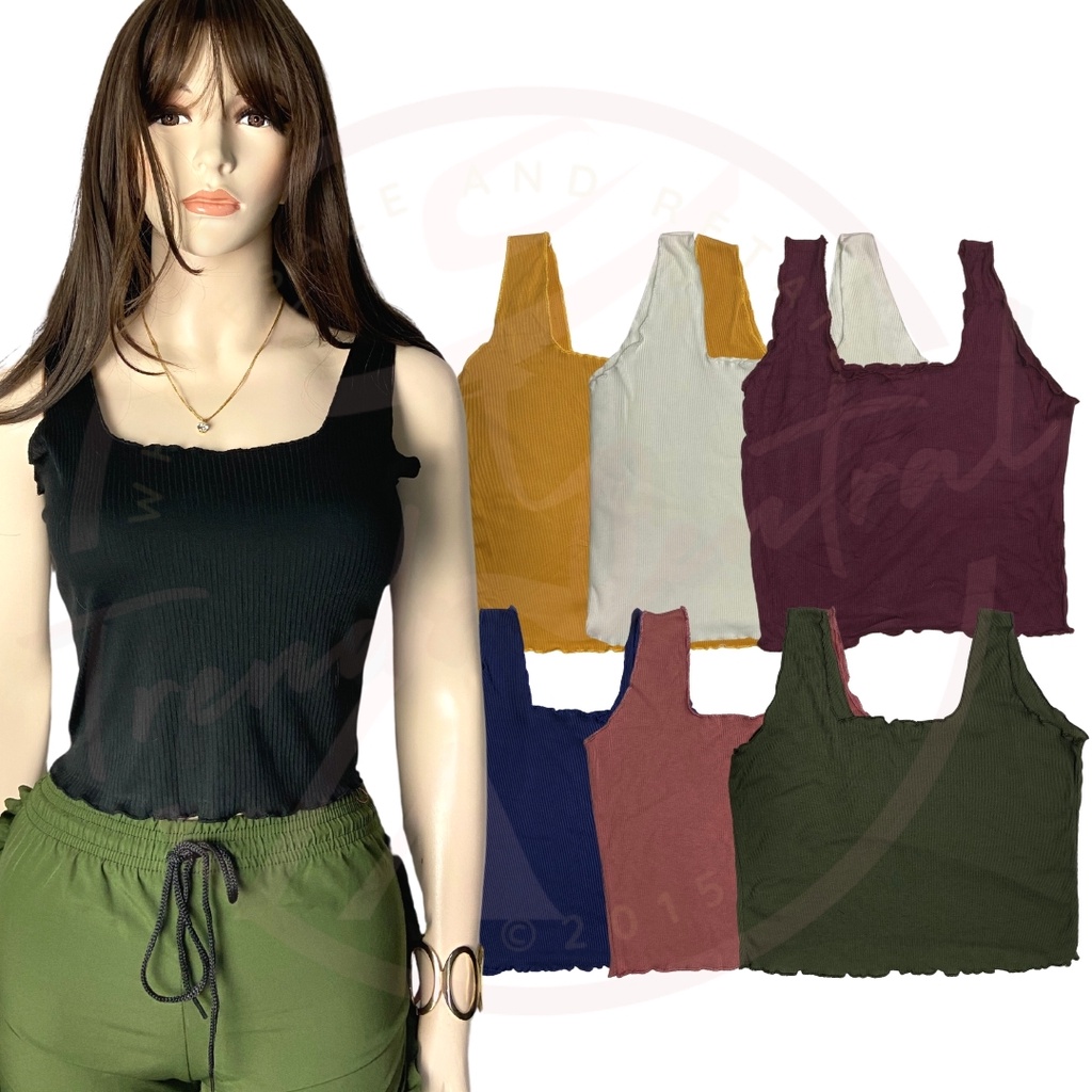 Fashionatbp KRISTA Knitted Lettuce Sando Crop Top | Shopee Philippines