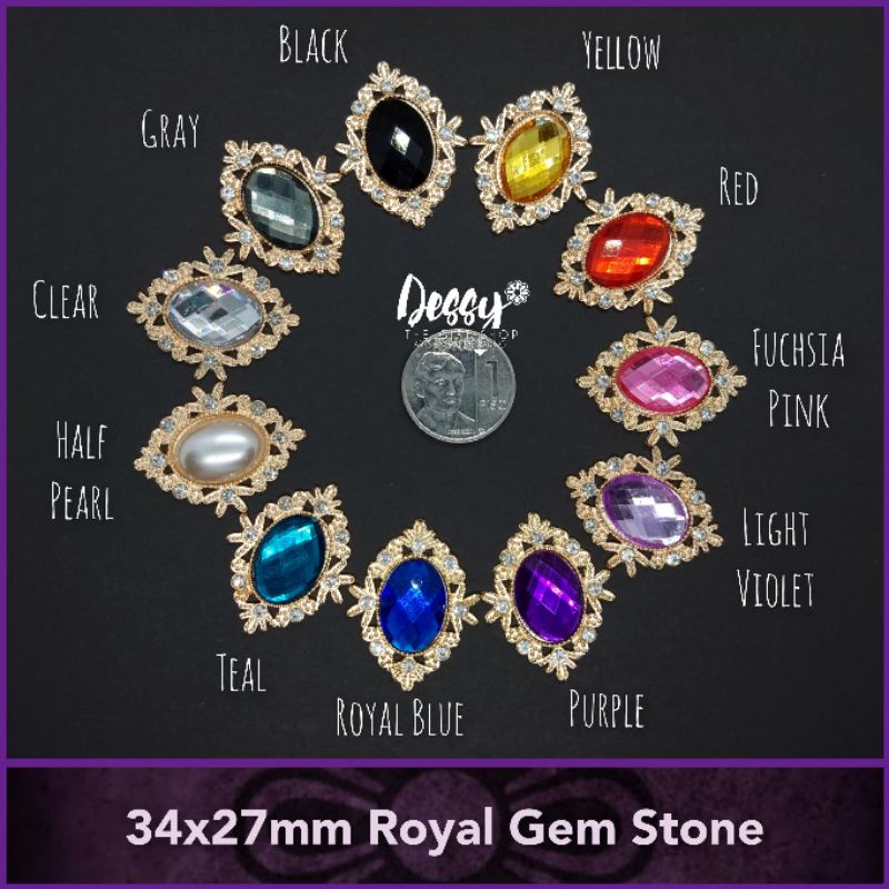 32x25mm Royal Gem Stone 1 pc - DIY Centerpiece Hair Bow Hair Clip Crown ...
