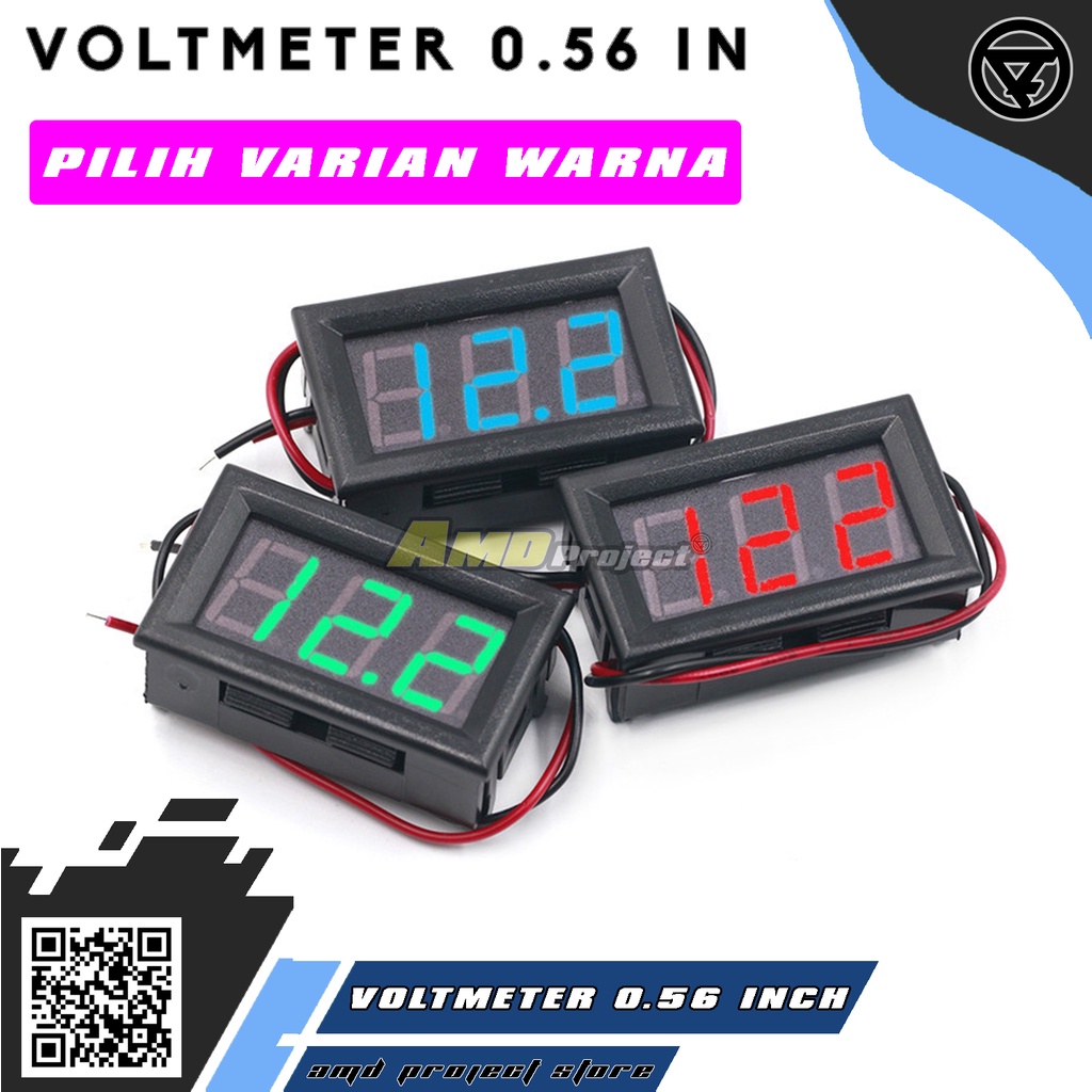 Voltmeter DC 4,5-30V Digital Volt Meter 0.56 Inch 2 Display Cables ...