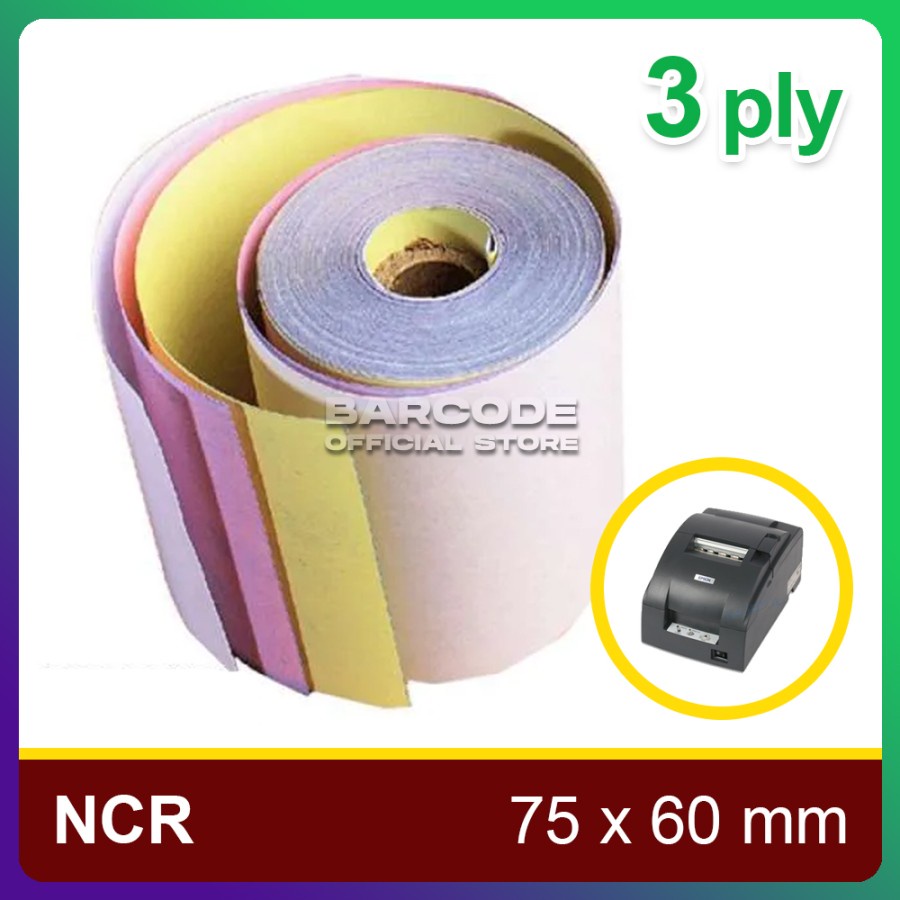 Ncr Cashier's Receipt Paper 75 X 60 mm 3PLY Duplicate 3 PLY Epson ...