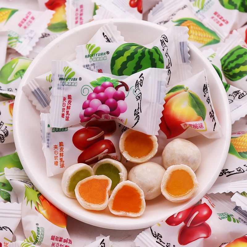 Crispy Fresh Milk Ball Fruit Flavored Gummy Candy Milk Candy 10 Pcs ...