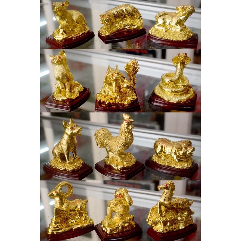 1 gold painted zodiac animal statue - complete set of 12 zodiac animals ...
