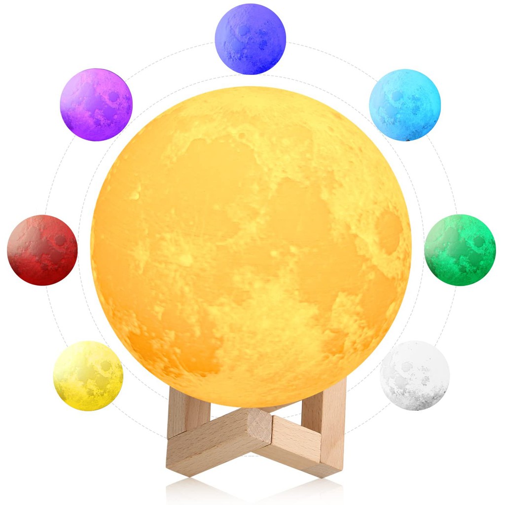 WM Rechargeable 3D Print Touch Switch Moon Light Lamp (8cm, 15cm ...