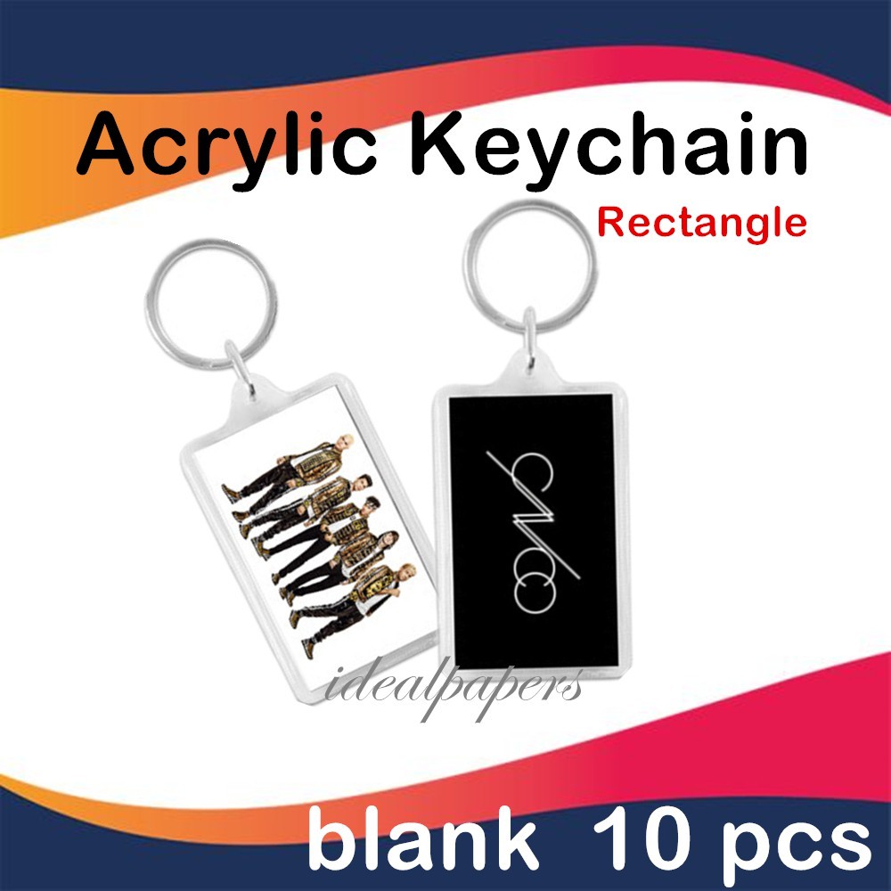 10 pcs Blank Acrylic Rectangle Square blank keychain Photo Insert diy ...