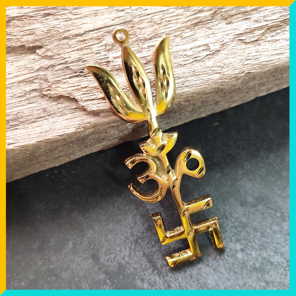 Divine Trishakti Yantra Brass (Swastik Om Trishul Yantra) Evil Eye ...