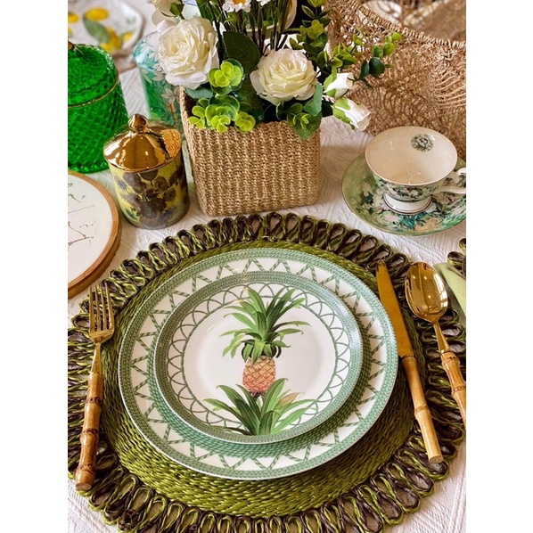 Natural Abaca Colored Placemat with coaster Set | Shopee Philippines