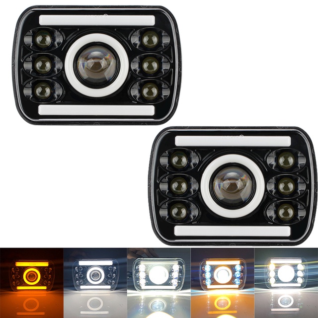 2PCS 7Inch 5x7 7x6 Car LED Headlight Rectangle 60W 12V/24V Turn Signal ...
