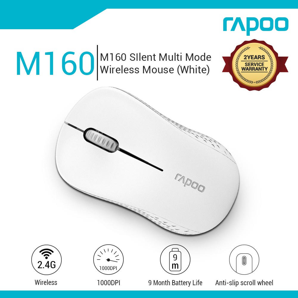 Rapoo M160 Silent Wireless Bluetooth Mouse for Laptop 1000DPI 2.4G | Shopee Philippines