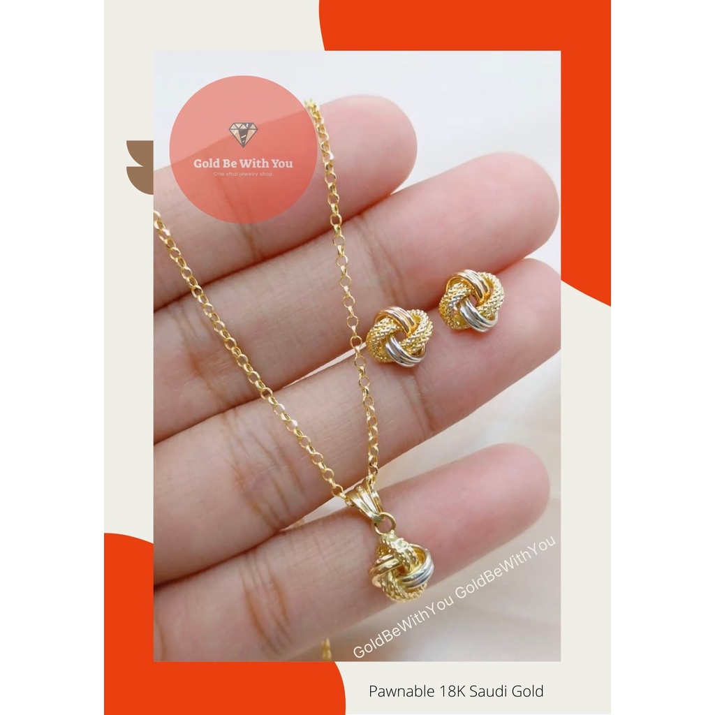 Pawnable 18k Saudi gold Tricolor Knot Set in Tauco Chain | Shopee ...