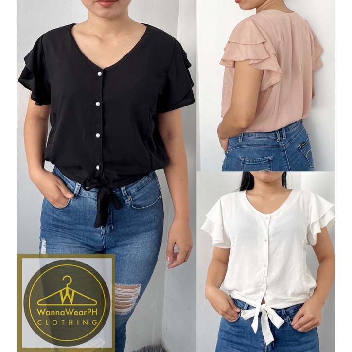 OLIVIA TOP CHALLIS (Flowy Butterfly Sleeves) | Shopee Philippines