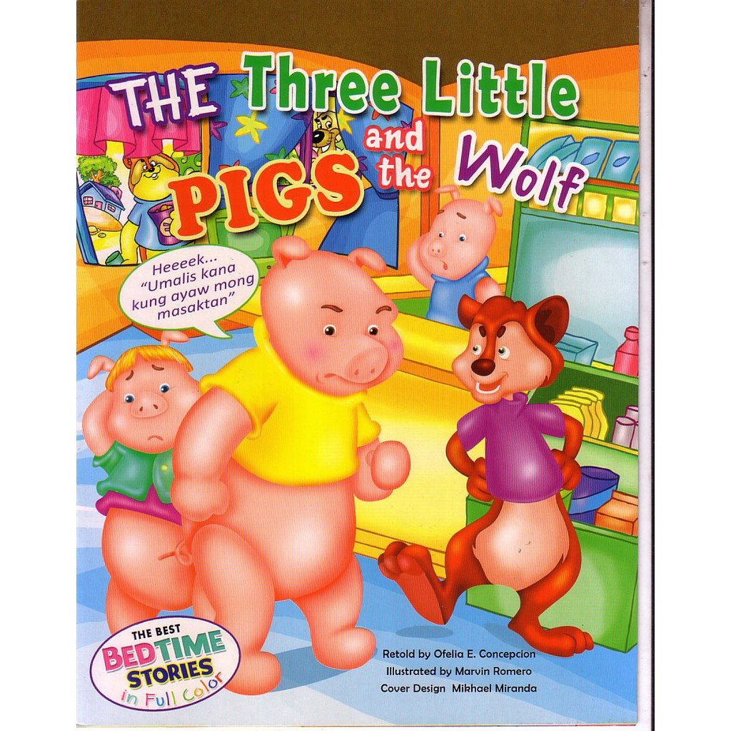 COLORED Story Book "The Three Little Pigs And The Wolf " with Tagalog ...
