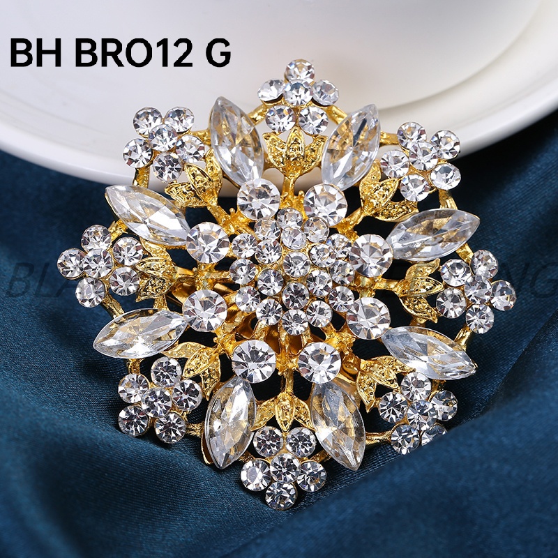 Gown Brooch Wedding Dress Pin Elegant Rhine Stones Crystals Shiny Bling ...
