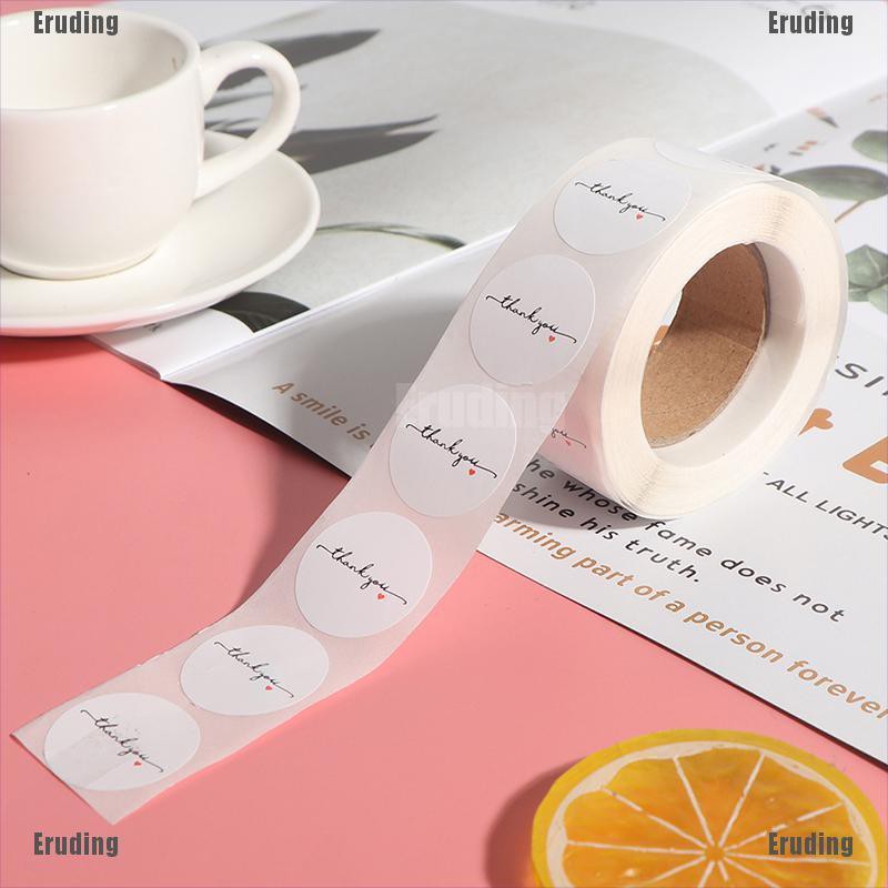 COD☂ 500pcs/roll Round White paper label sticker thank you sticker ...